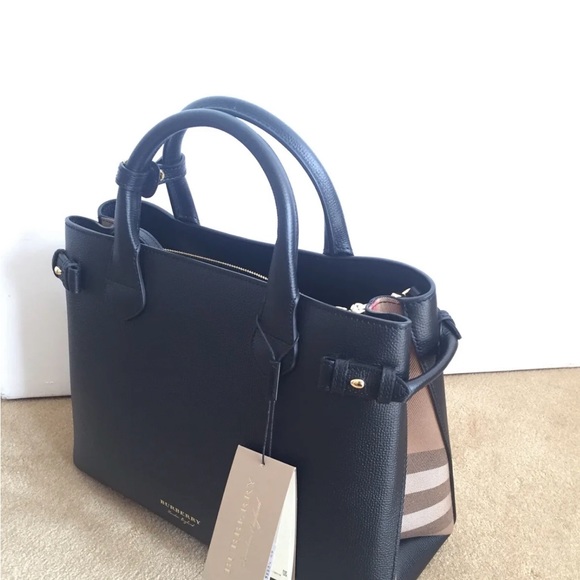 Burberry | Bags | Burberry Banner Bag Shoulder Strap Tote Handbag Black ...
